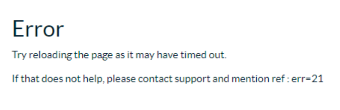 What Does err 21 Mean Help Desk